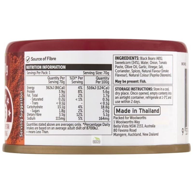 Woolworths Black Beans & Corn with Mexican Style Spices 70g – Australia ...