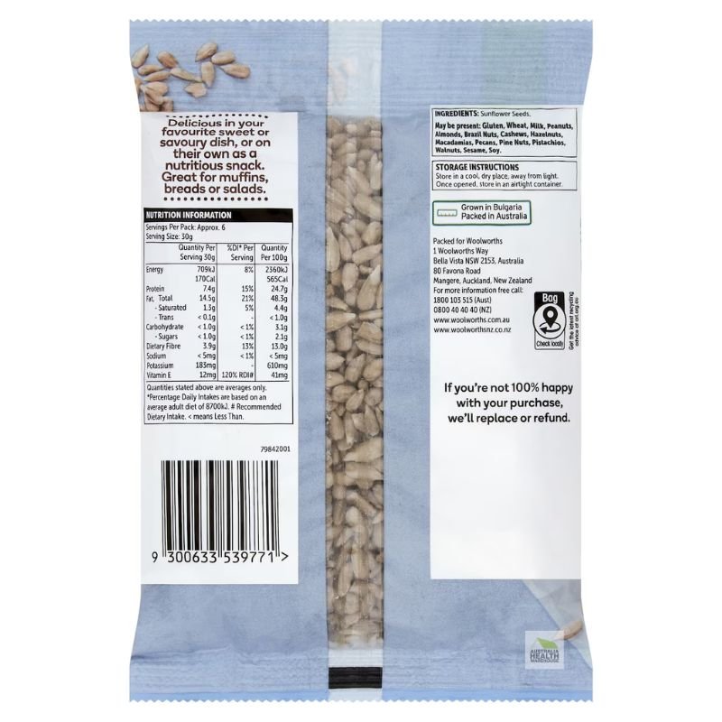 [Expiry: 22/06/2026] Woolworths Sunflower Seeds 200g – Australia Health ...