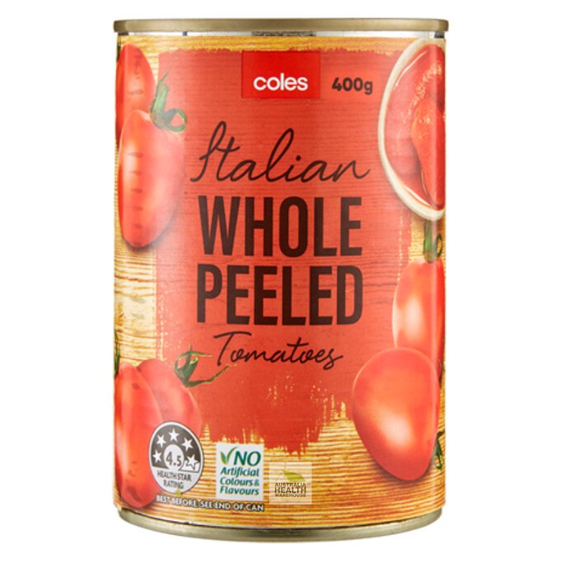 Coles Italian Whole Peeled Tomatoes 400g – Australia Health Warehouse