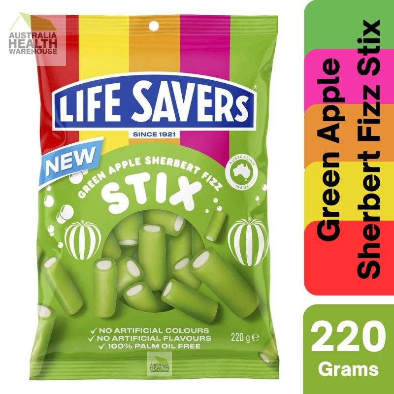 Lifesavers Green Apple Sherbert Fizz Stix 220g [20 February 2024 ...